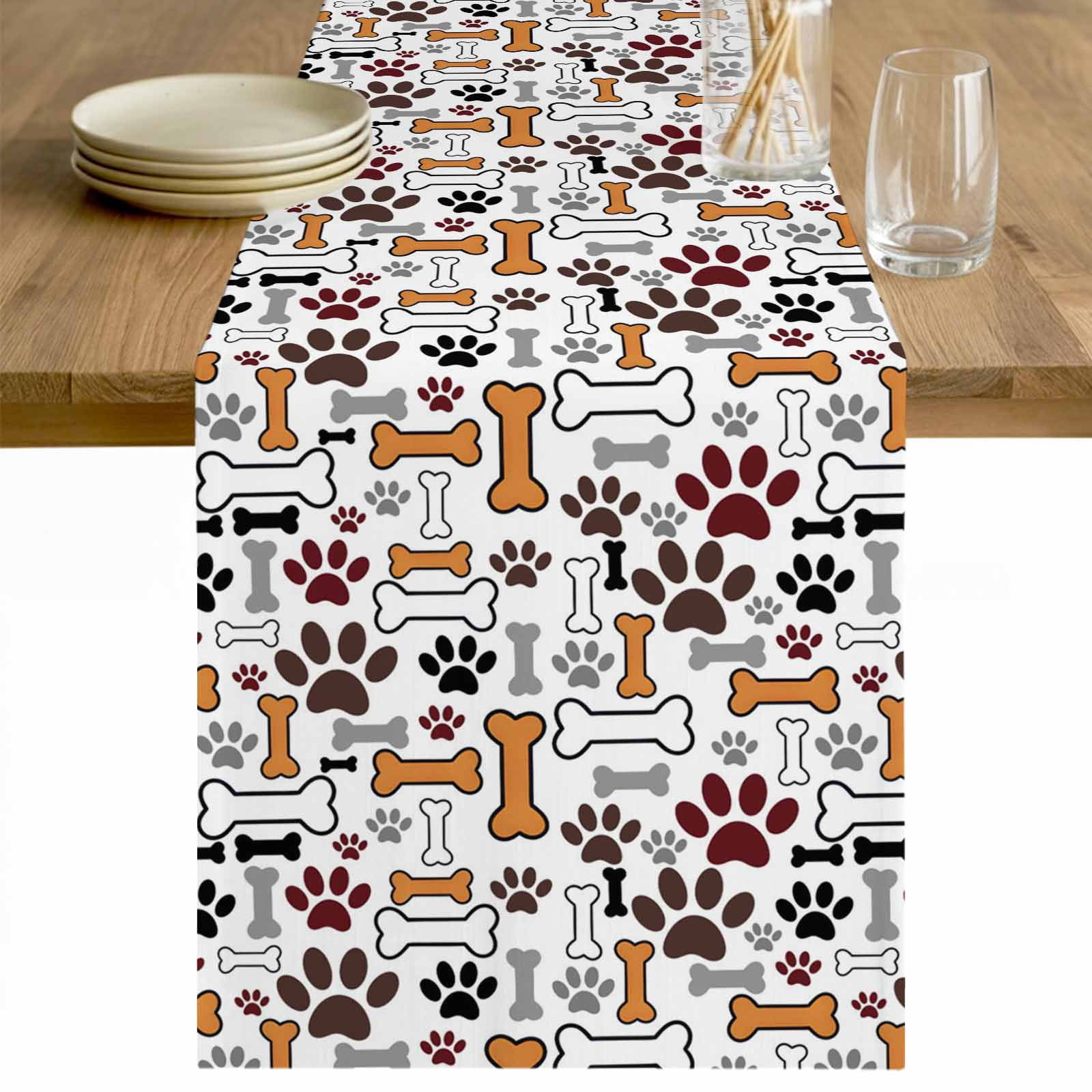 Dog Claws Table Runner - 70 Inch Long Pet Cat Cartoon Cute Animal Bone ...