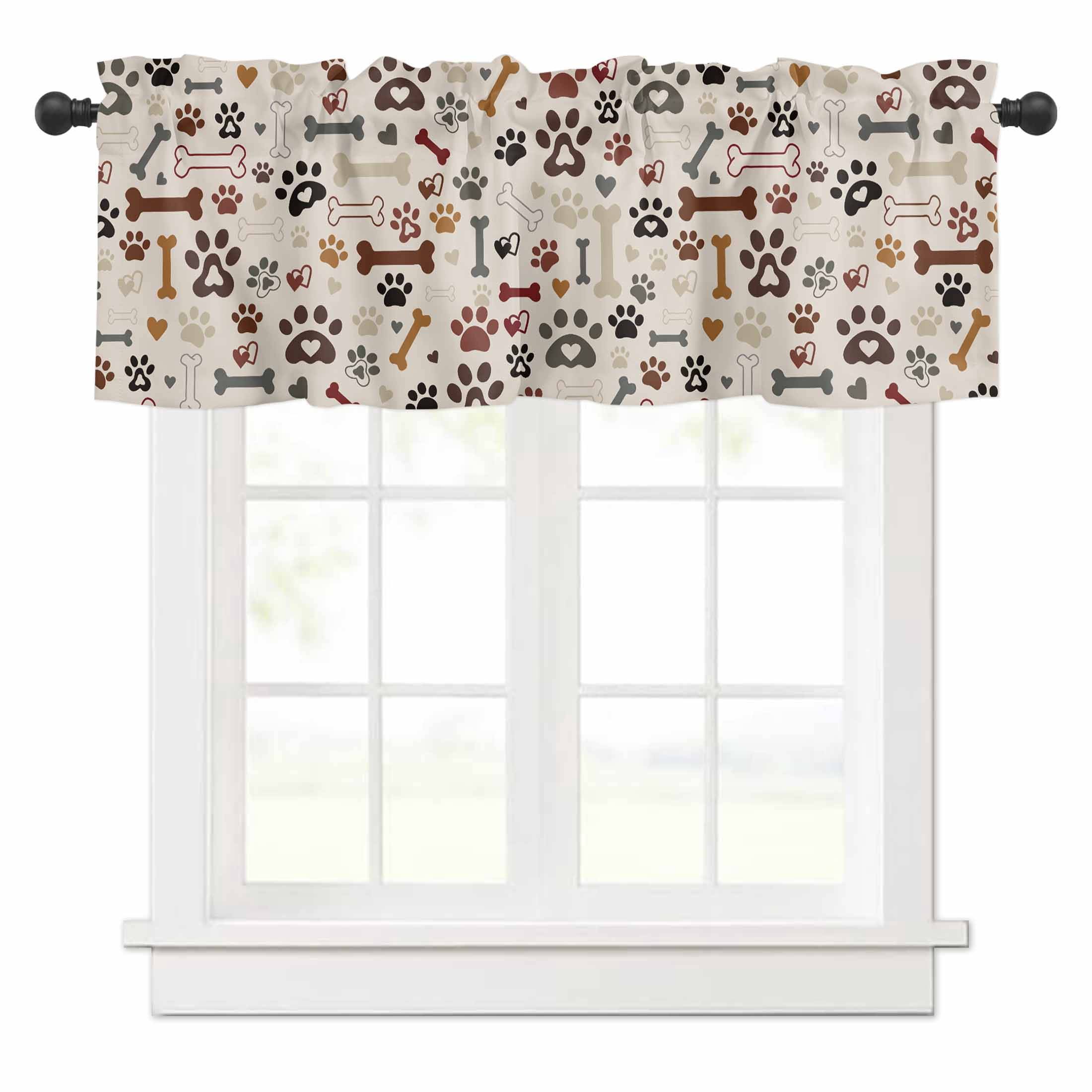 Dog Claws Valances for Windows Dog Bones Love Vintage Texture Rod ...