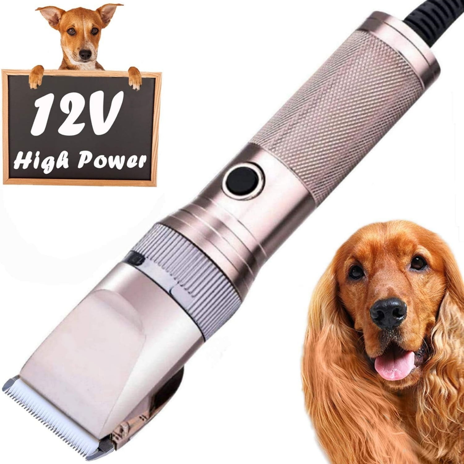 Dog Clippers for Grooming, 12V Pet Hair Clipper, Professional Heavy ...
