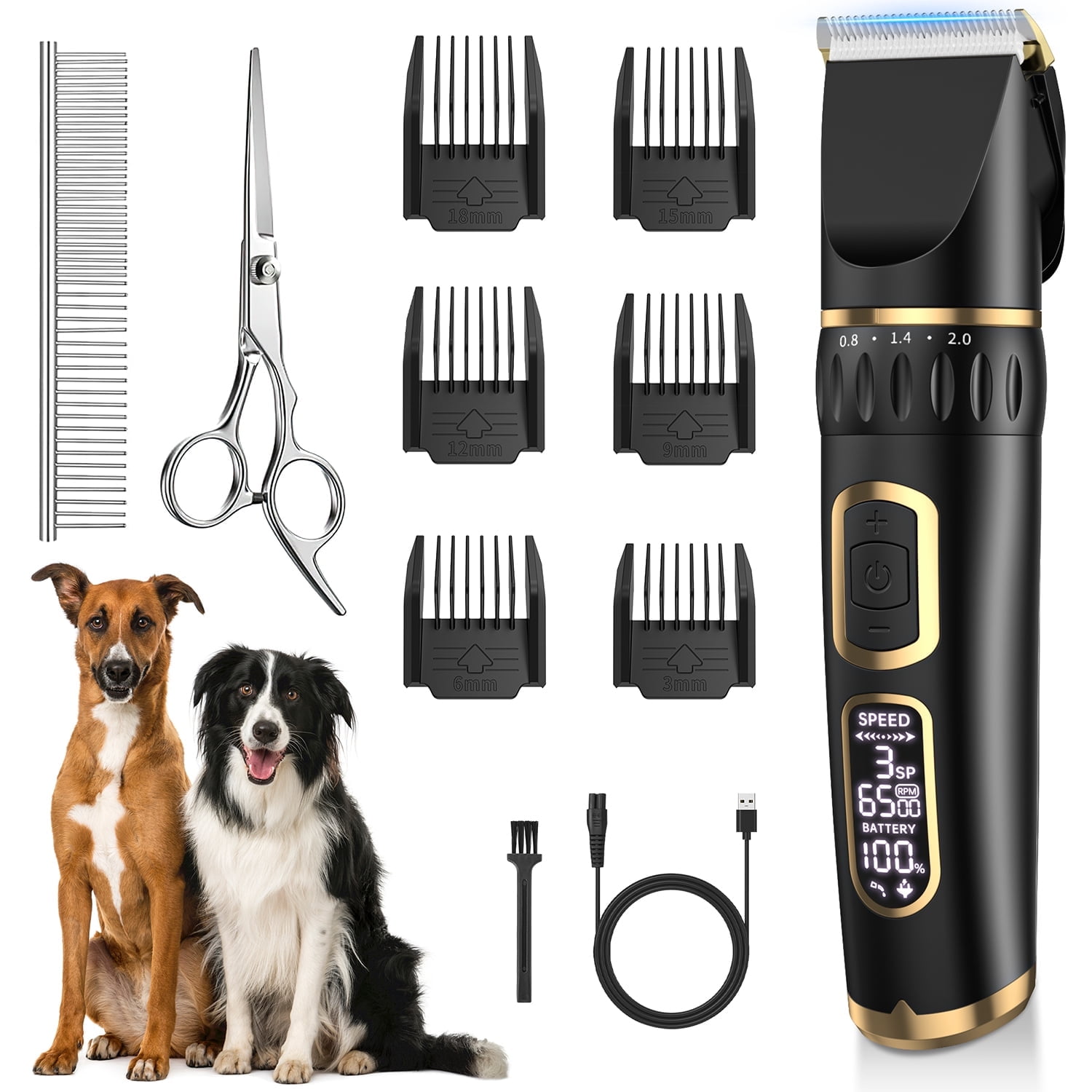 Dog Clippers Grooming Kit, Rechargeable Cordless Pet Hair Clipper ...