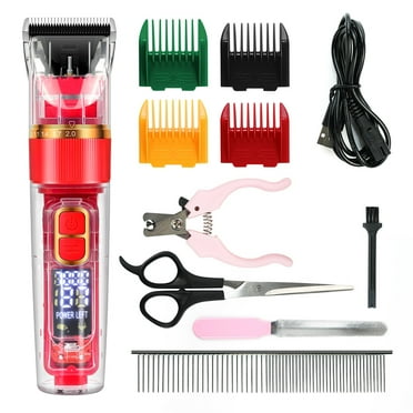 Dog Grooming Clippers Kit, All-in-One Low Noise Pets Clippers ...