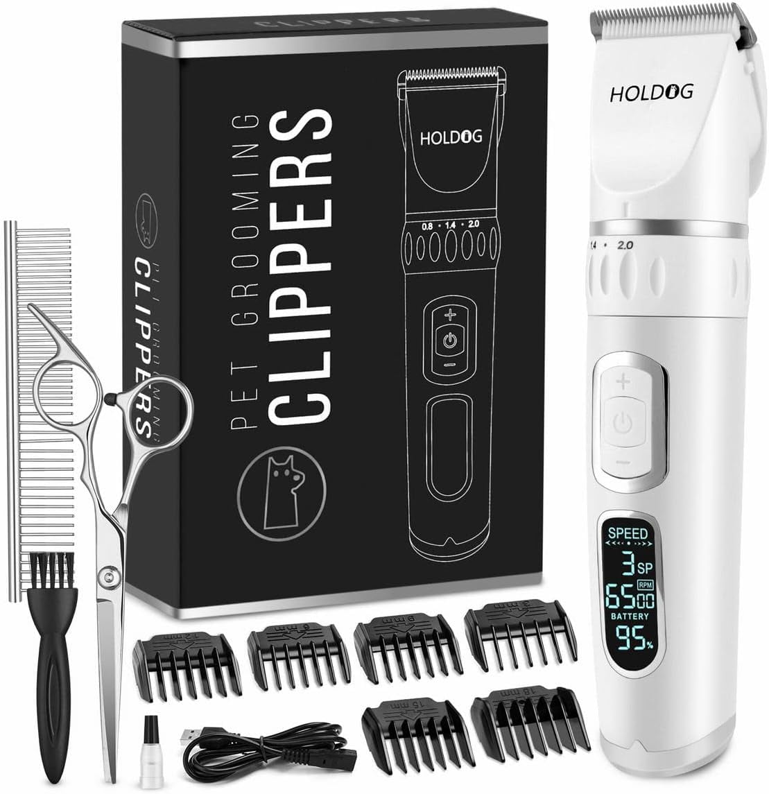Dog Clippers Professional Heavy Duty Dog Grooming Clipper 3-Speed Low ...