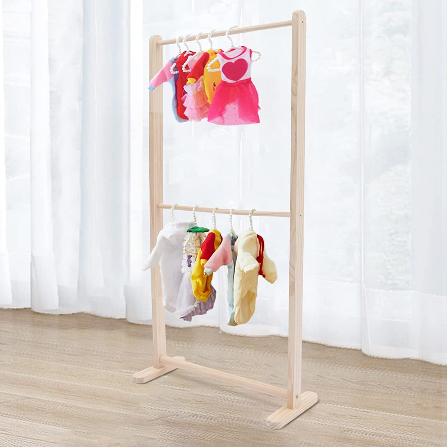 Dog Closet Garment Rack, Small Clothes Rack, Wood Pet Clothing Display ...