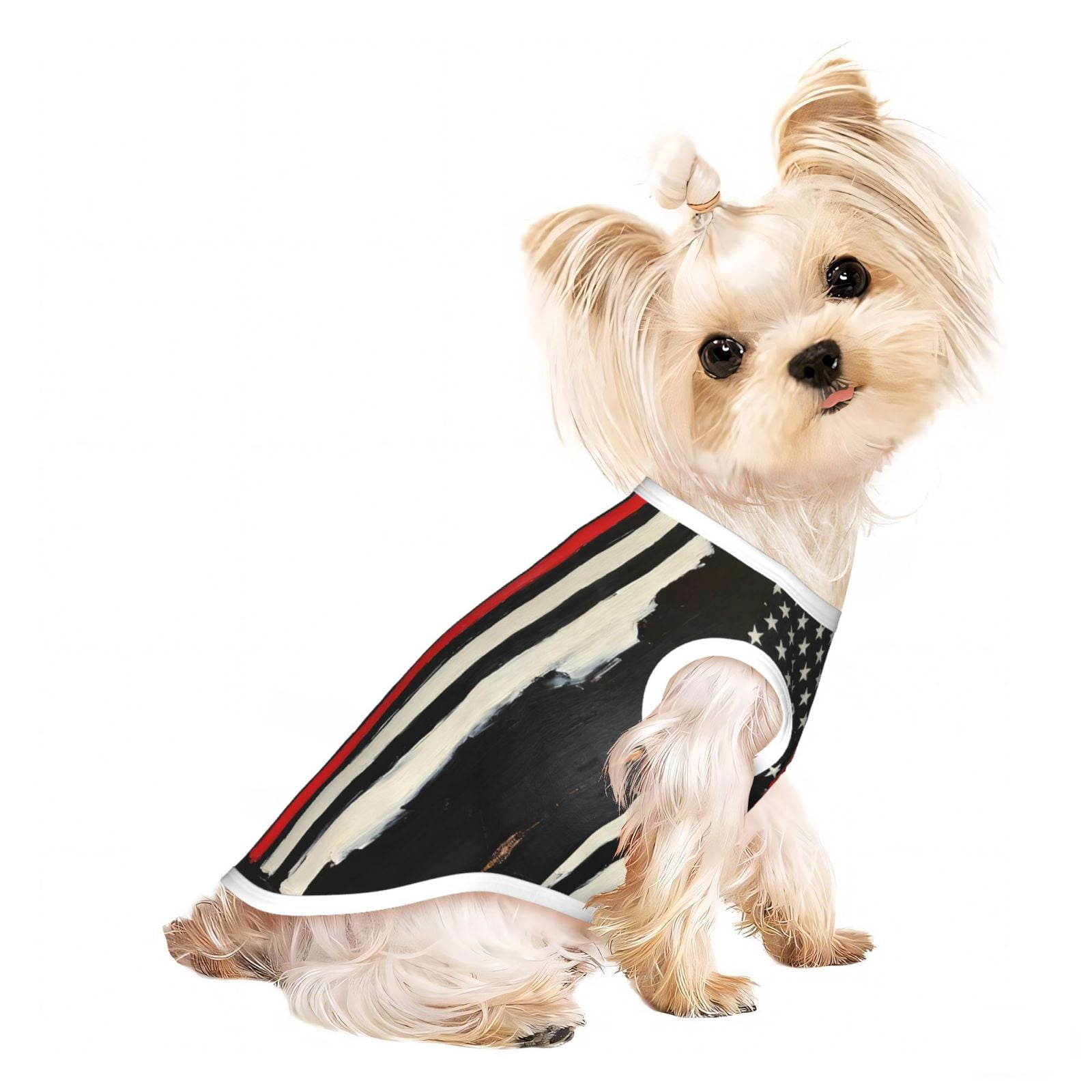 Dog Clothes for Small Dogs Thin Red Fireman Line Flag Puppy Shirt ...