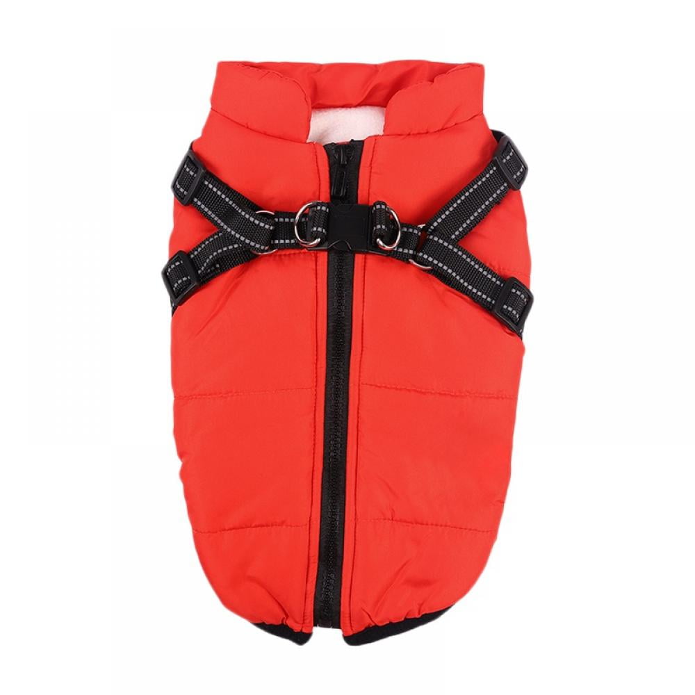 Dog Coat with Harness Pet Warm Fleece Jacket Small Large Dog Vest ...