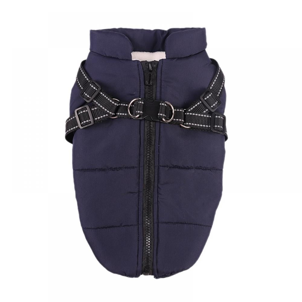 Dog Coat with Harness Pet Warm Fleece Jacket Small Large Dog Vest ...