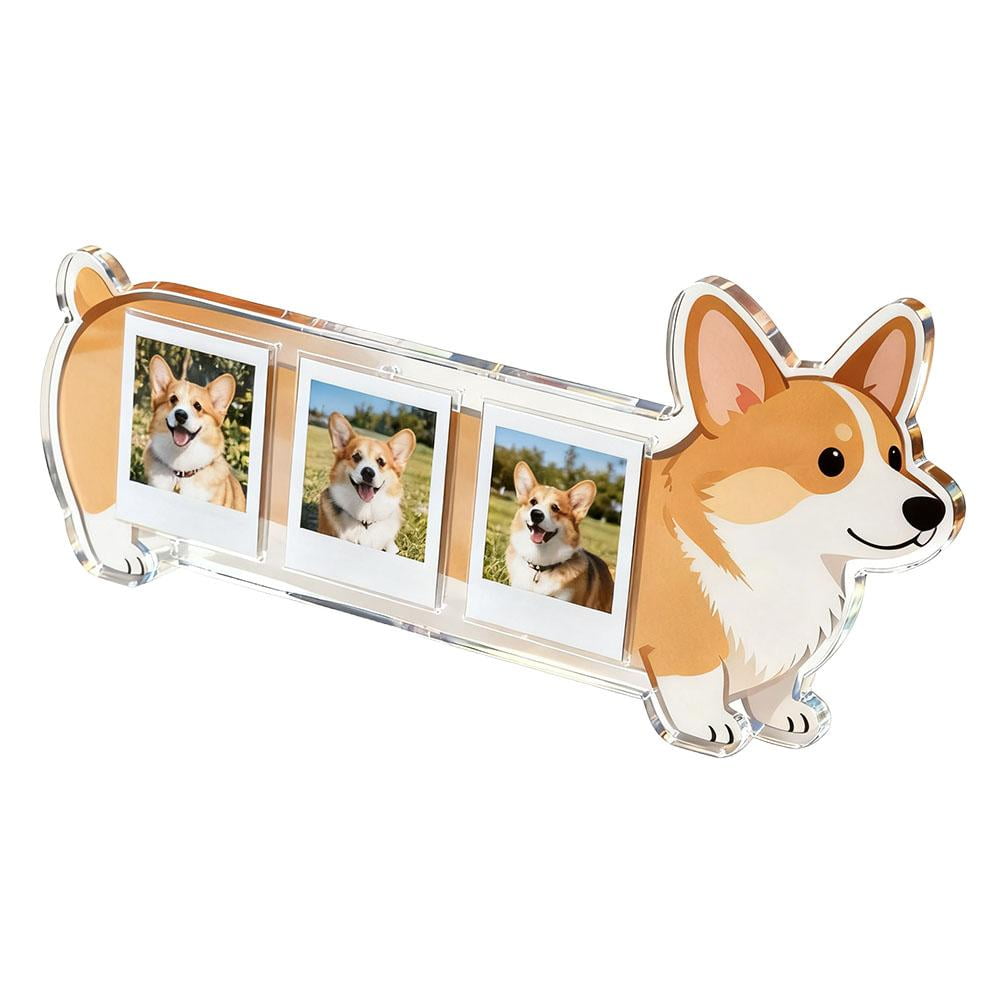 Dog Collage Picture Frame, Acrylic 4 Photo Display, Corgi & Dachshund ...