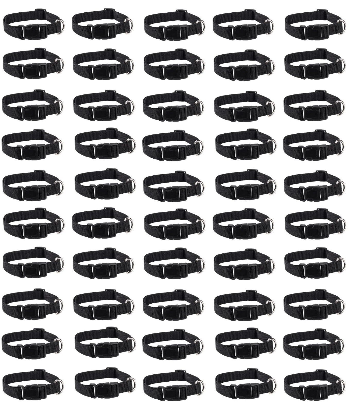 Dog Collar Bulk Packs Black Nylon Shelter Rescue Vet 4 Adjustable Sizes ...