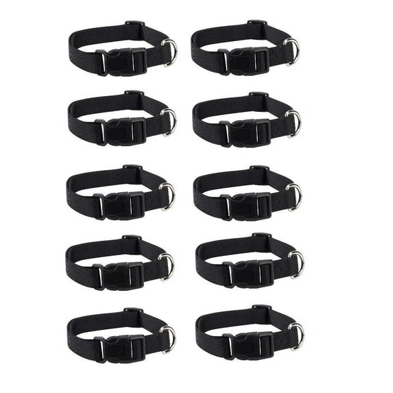 Dog Collar Bulk Packs Black Nylon Shelter Rescue Vet 4 Adjustable Sizes (14 to 20 Inch - 10 ...