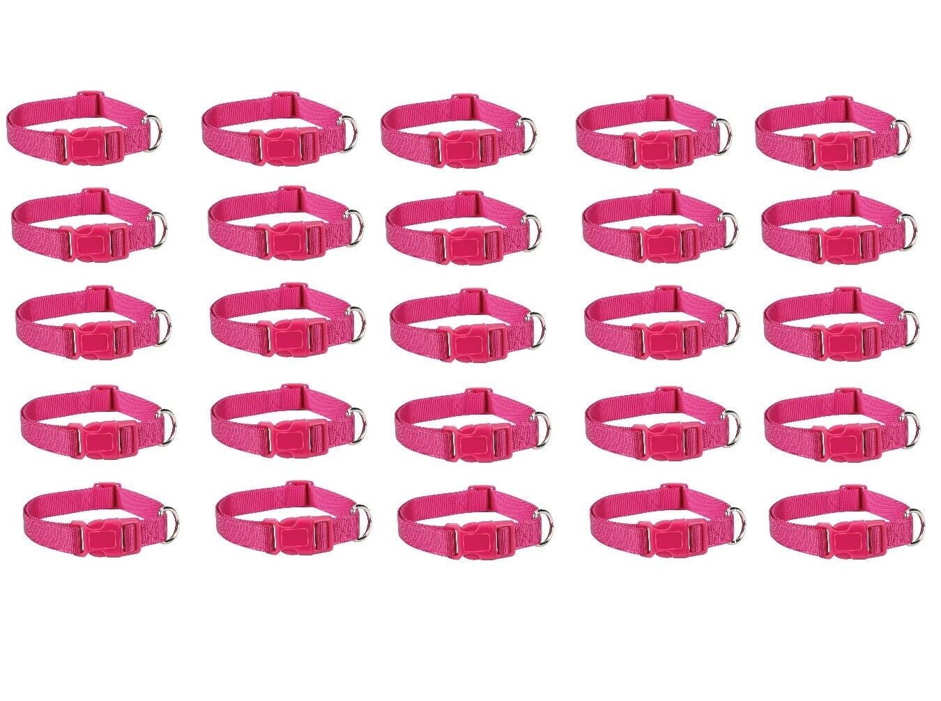 Dog Collar Bulk Packs Bright Pink Nylon Shelter Rescue Vet 4 Adjustable ...
