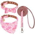 Dog Collar and Leash Set - Pink Heart Dog Bow Tie and Dog Bandana ...
