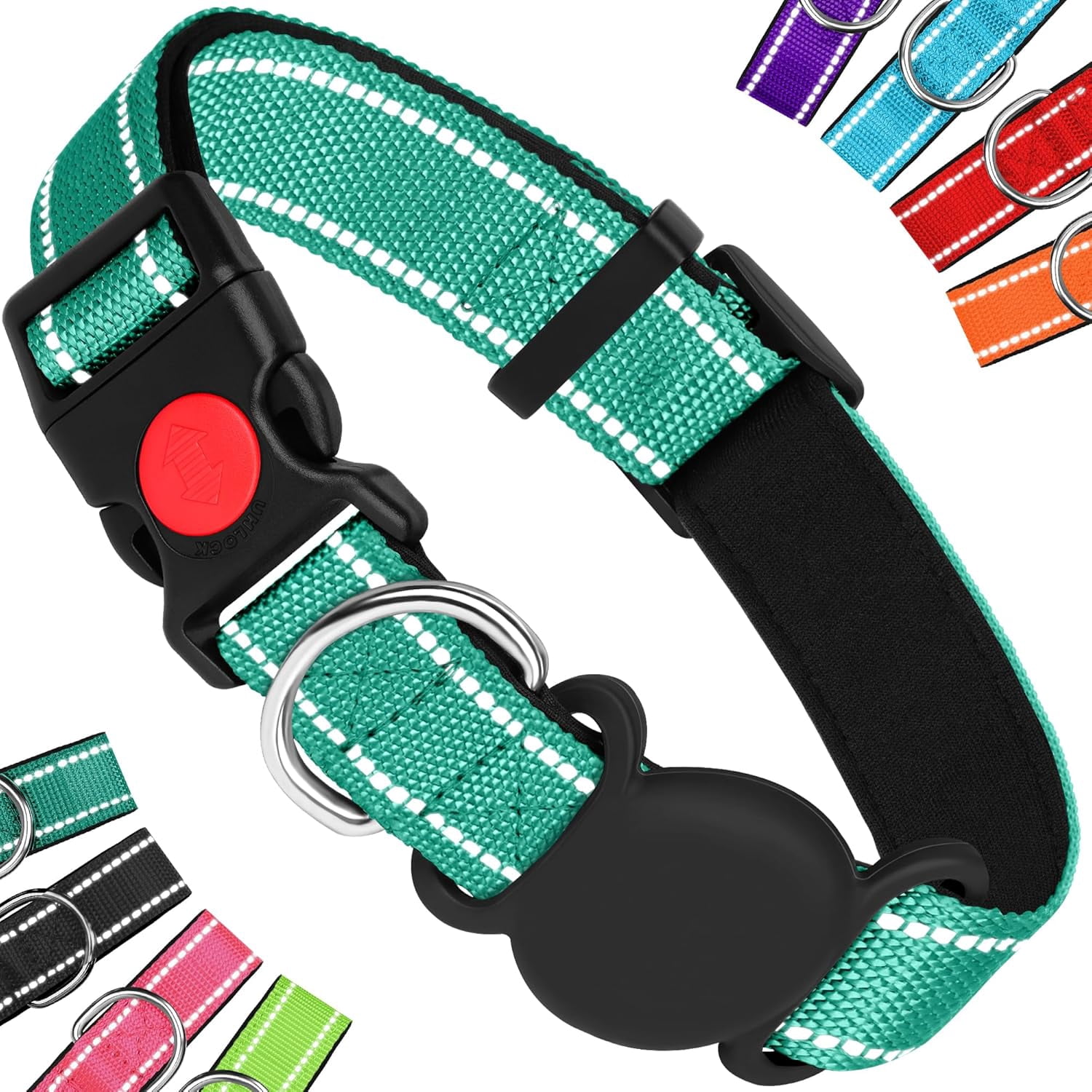 Dog Collar for Medium Large Breed Dogs with 360°Water Proof Airtag ...