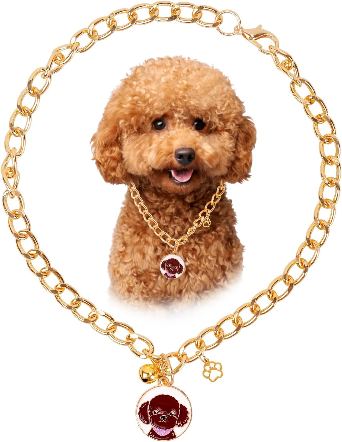 Dog Collar and Cat Chain Necklace Stainless Steel Adjustable 18K Gold ...
