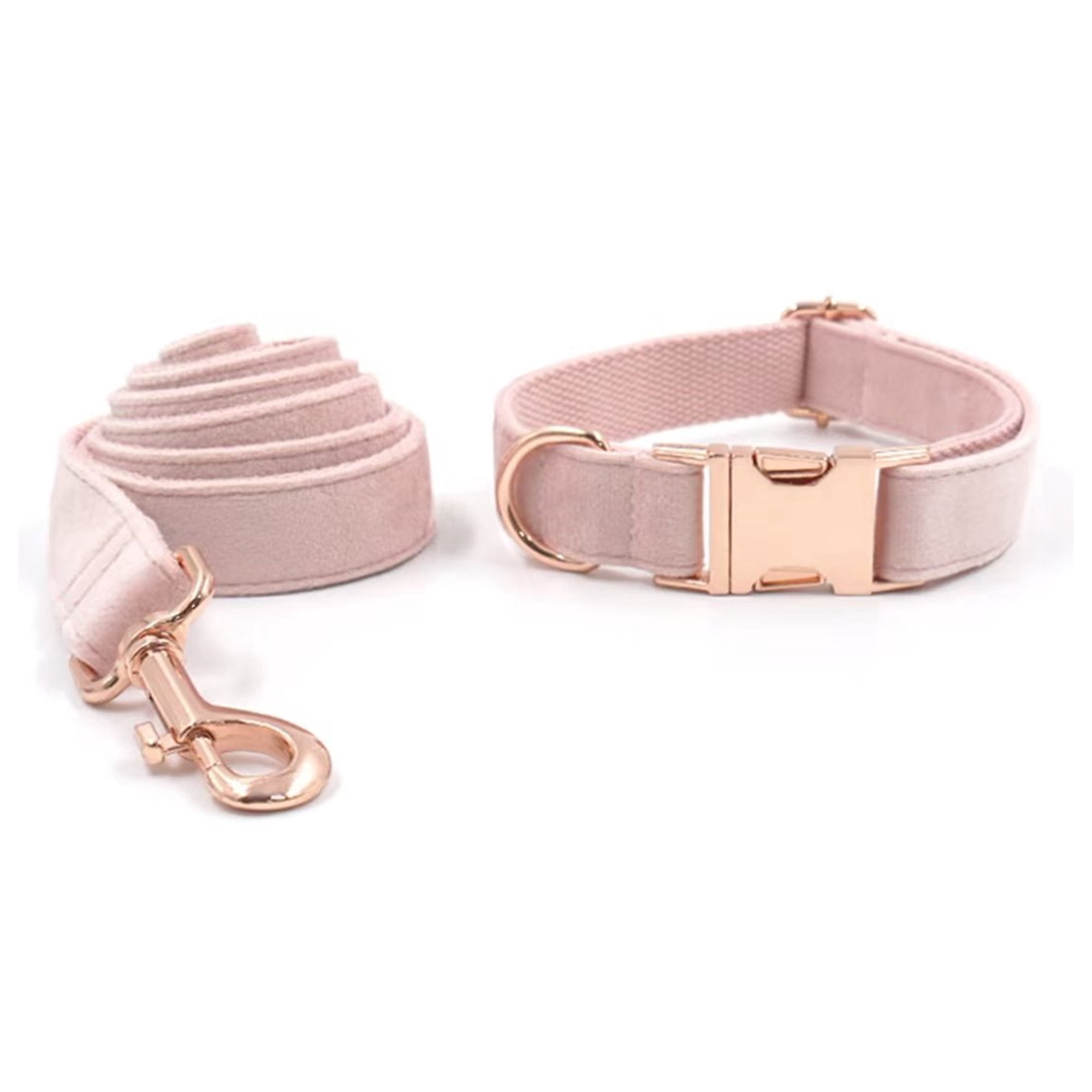 Dog Collar and Leash Set, Classic Soft Velvet Collar Set with Rose Gold ...