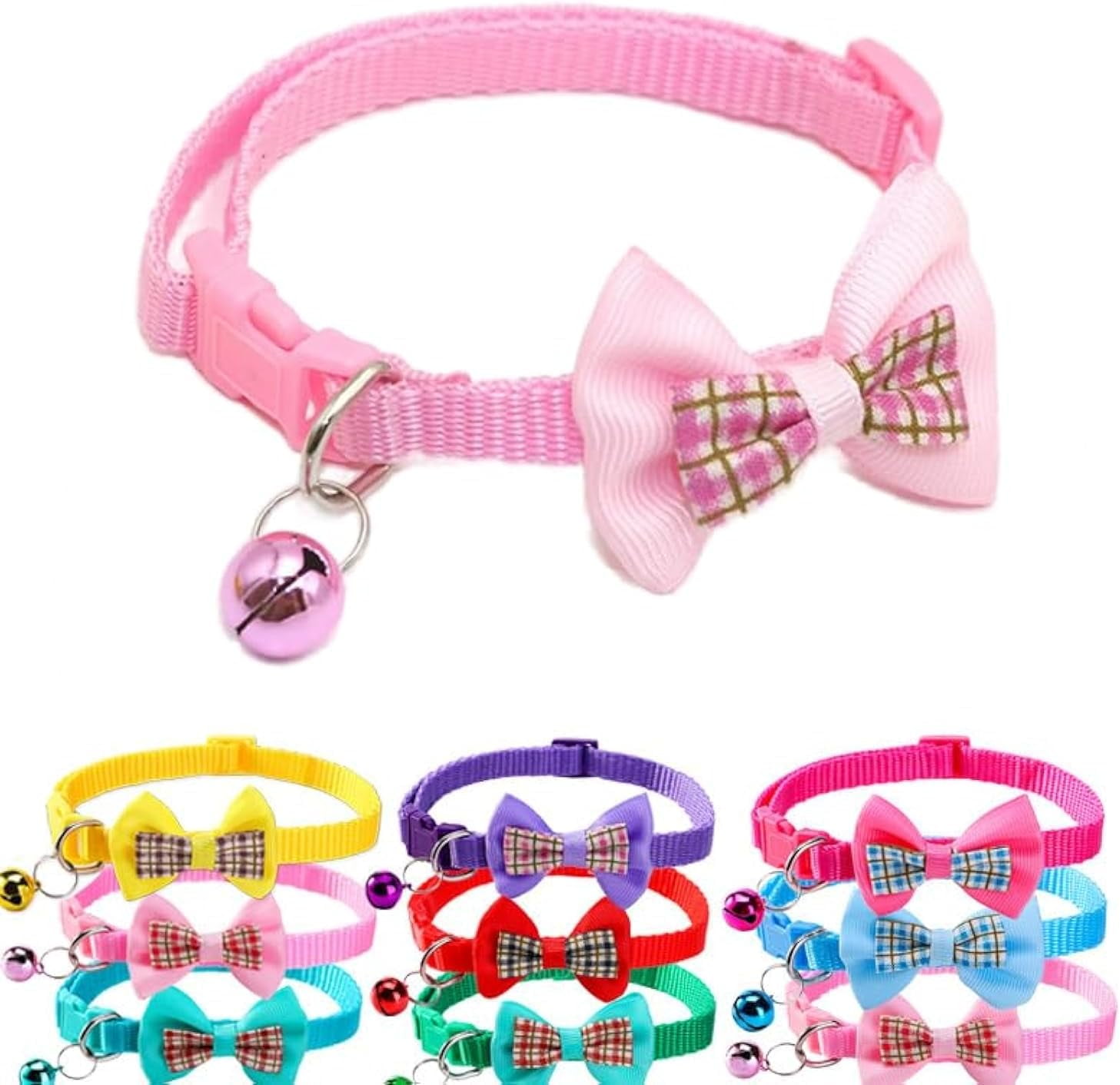 Dog Collar with Bell, 2-Pack Puppy Collar Cute Bow Tie Cat Collar Nylon ...