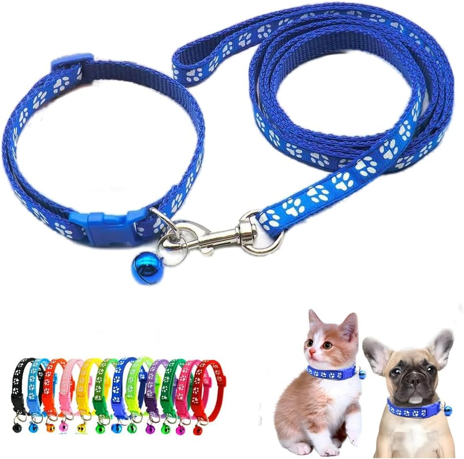 Dog Collar with Bell Leash Set,Nylon Basic Reflective Puppy Collars ...