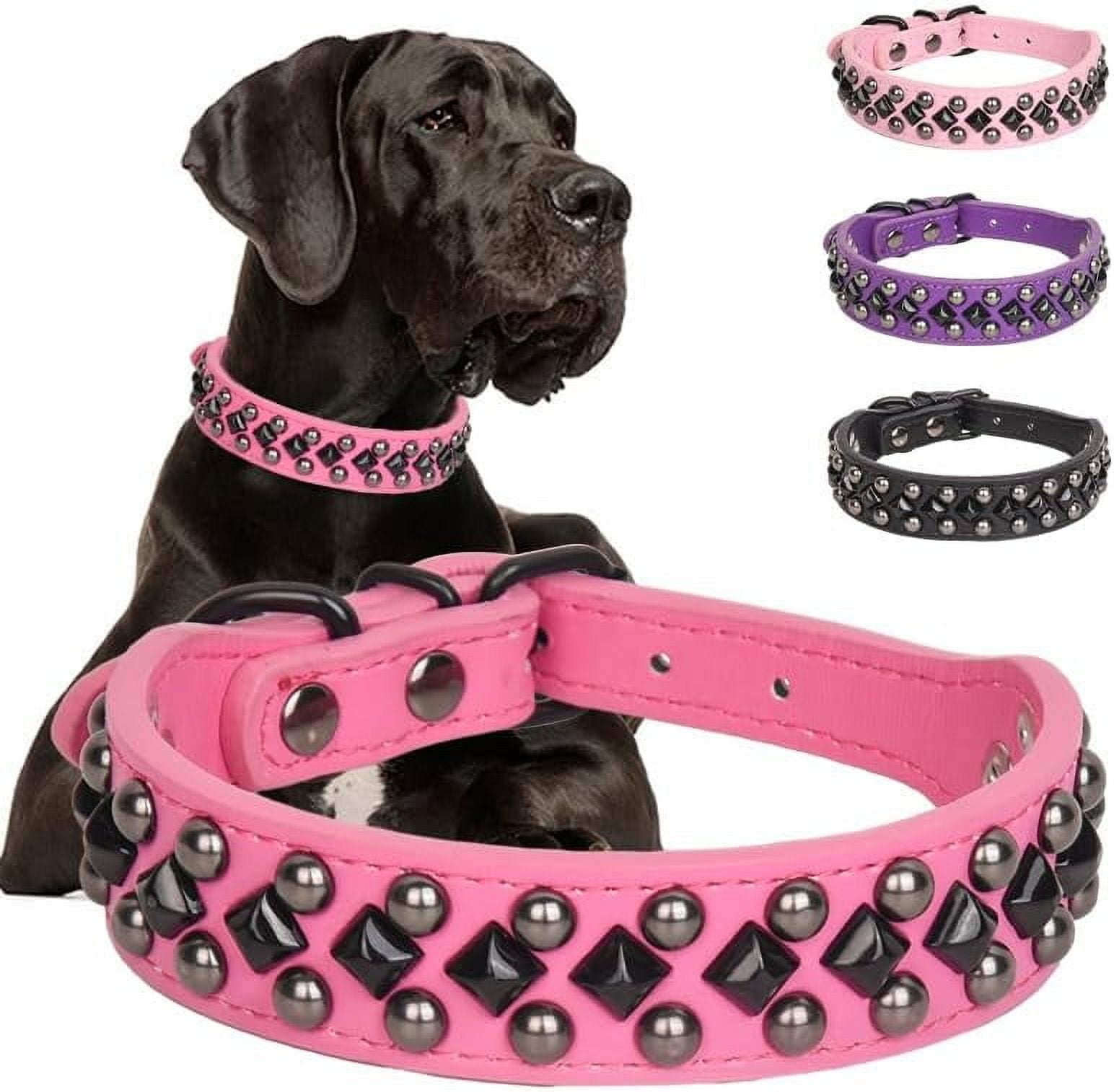 Dog Collars for Small Dogs, Spike Rivet Pu Leather Studded Stud Spiked ...