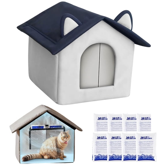 Dog Cooling House, Foldable Waterproof Pet Tent with 8 Ice Packs, Heat ...