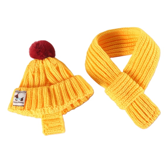 Dog Costumes Accessories Color Knitted Hat Scarf Set Neck Ear Warmer ...