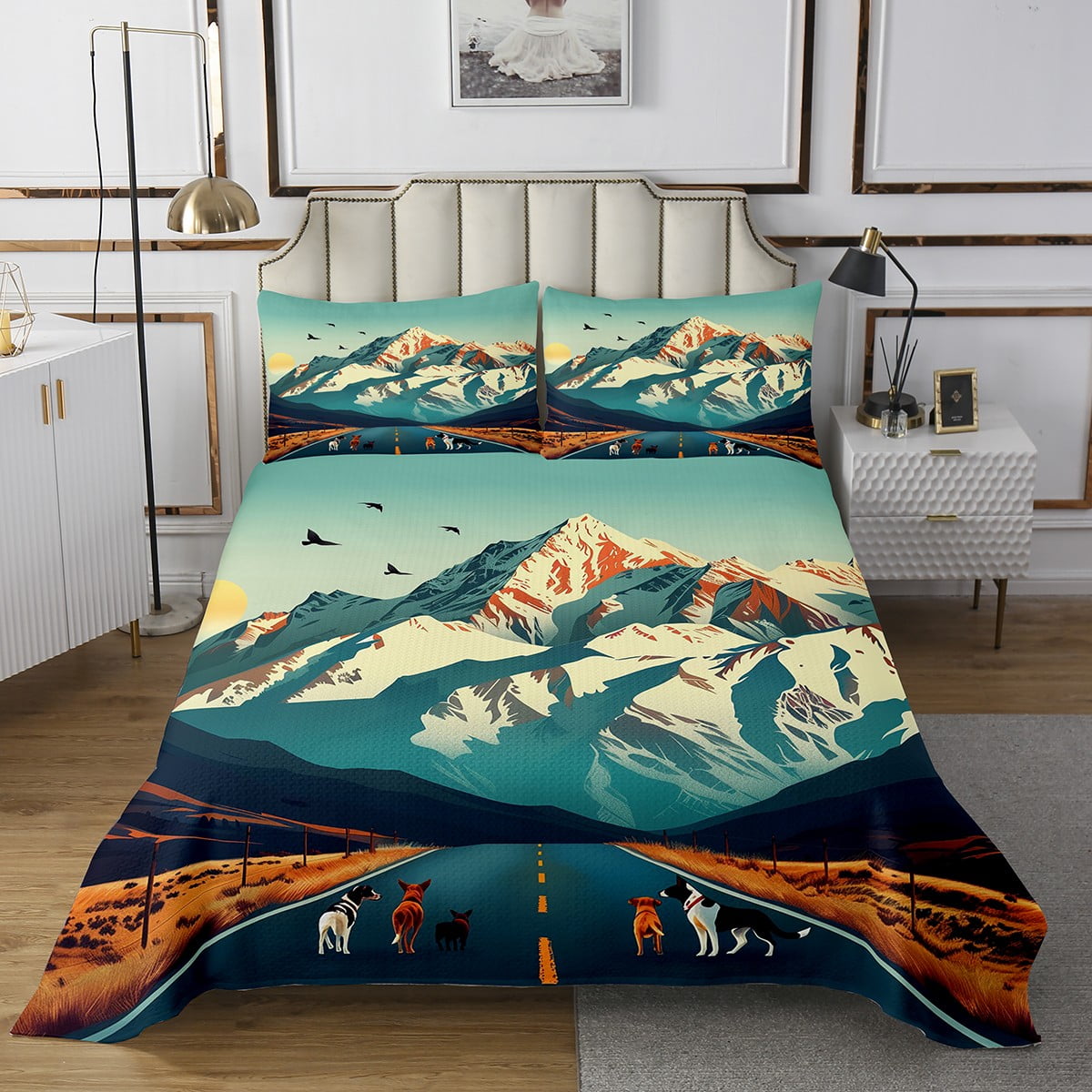 Dog Coverlet Set Twin Size Cartoon Dogs Bedspread Set,Cute Pet Animal ...