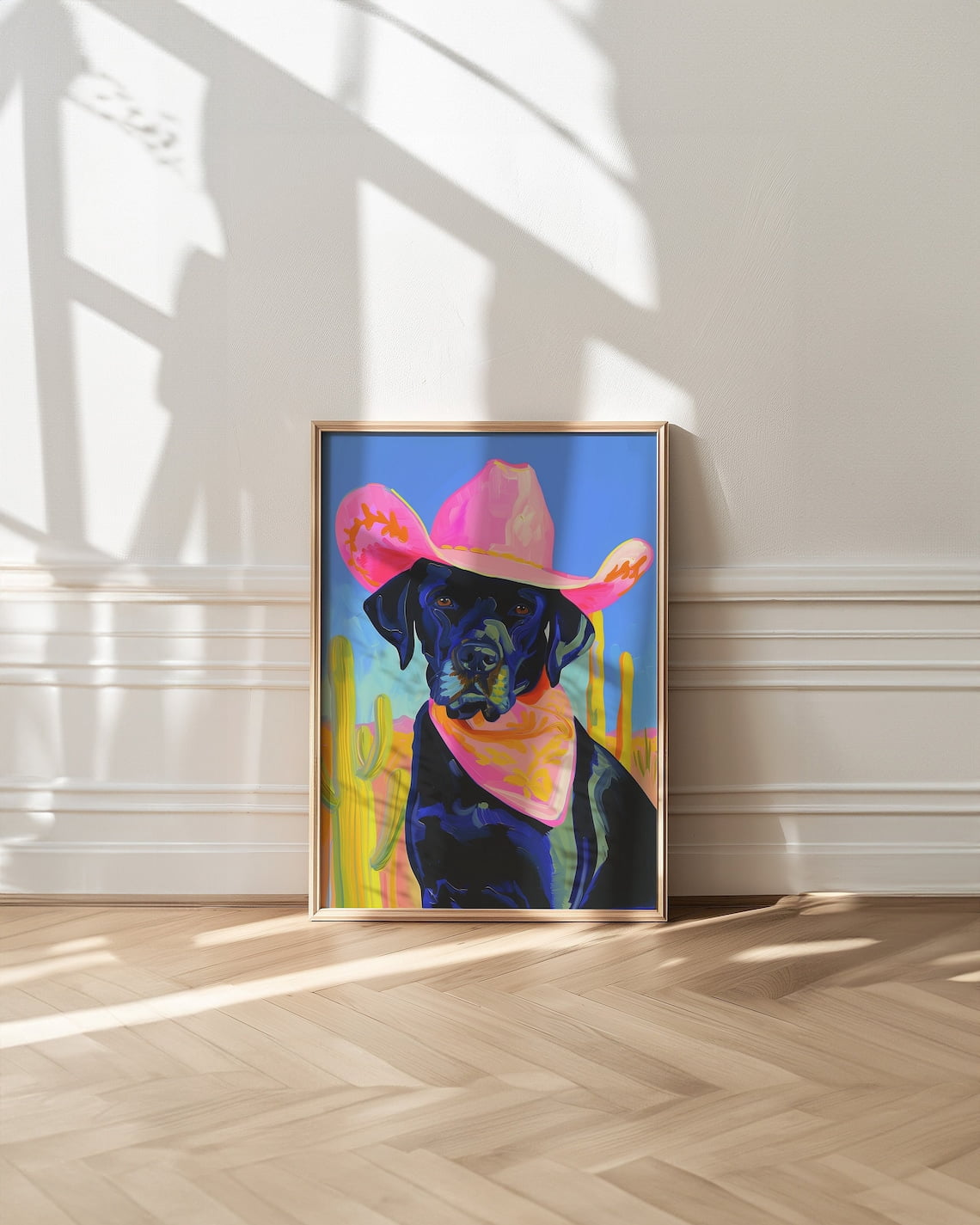 Dog Cowgirl Art Western Preppy Home Decor, Stretched Canvas - Walmart.com