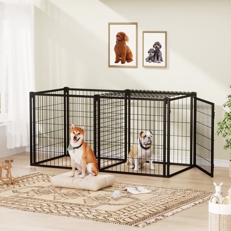 JXXRZ 63" Dog Crate Indoor Metal Kennel w/ Cover & Divider, Escape ...