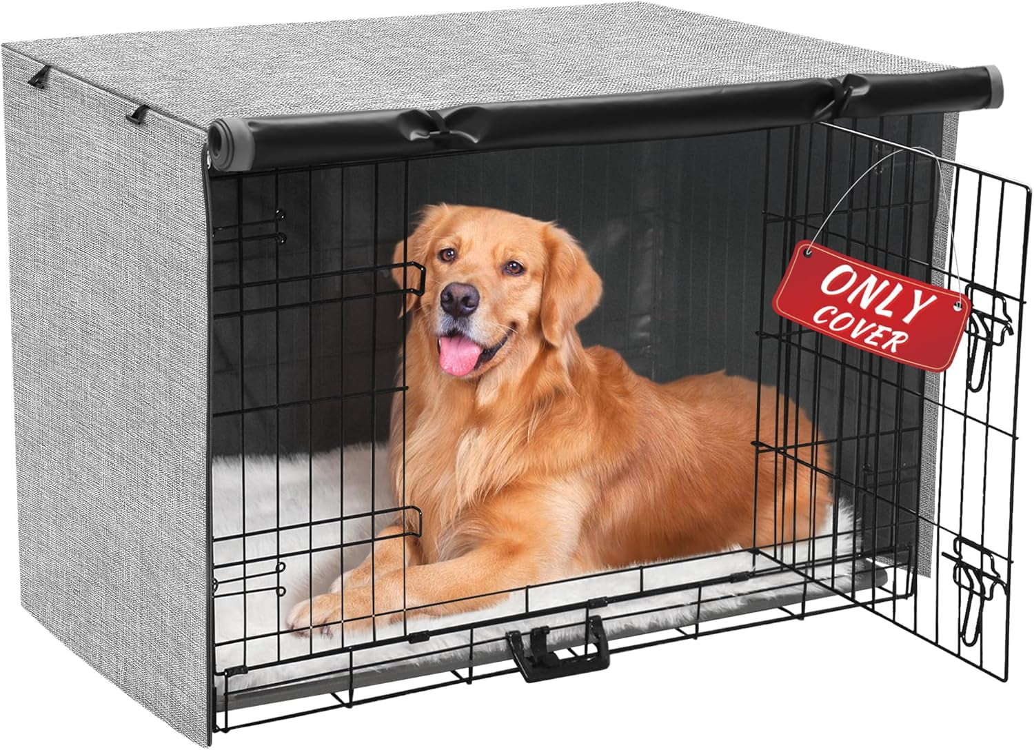 Dog Crate Cover - Double Door Waterproof Pet Kennel Cover, Durable 600D ...