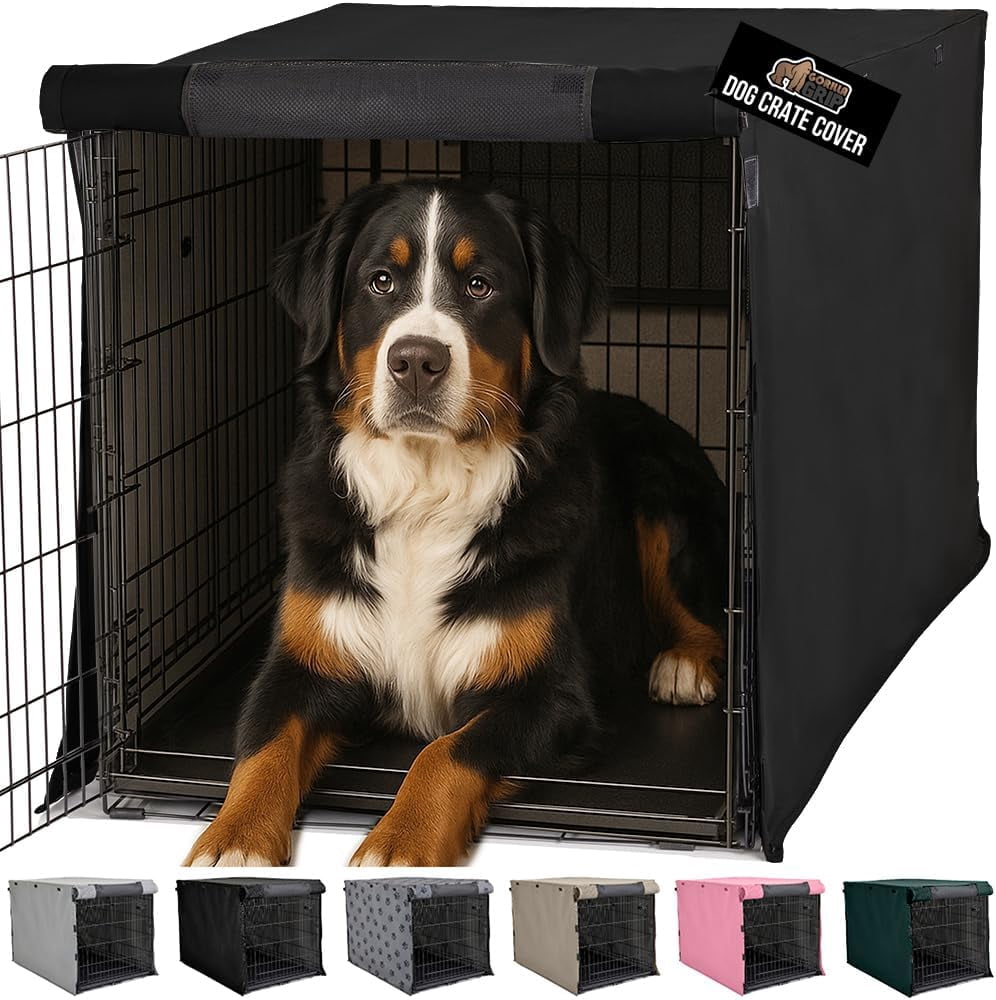Dog Crate Cover with Breathable Mesh Windows, All-Sides-Open Privacy ...