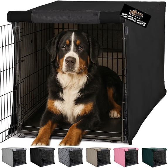 Dog Crate Cover with Breathable Mesh Windows, All-Sides-Open Privacy ...