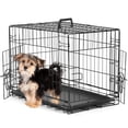 Dog Crate with Double Doors, Foldable Metal Pet Cage with Divider Panel ...