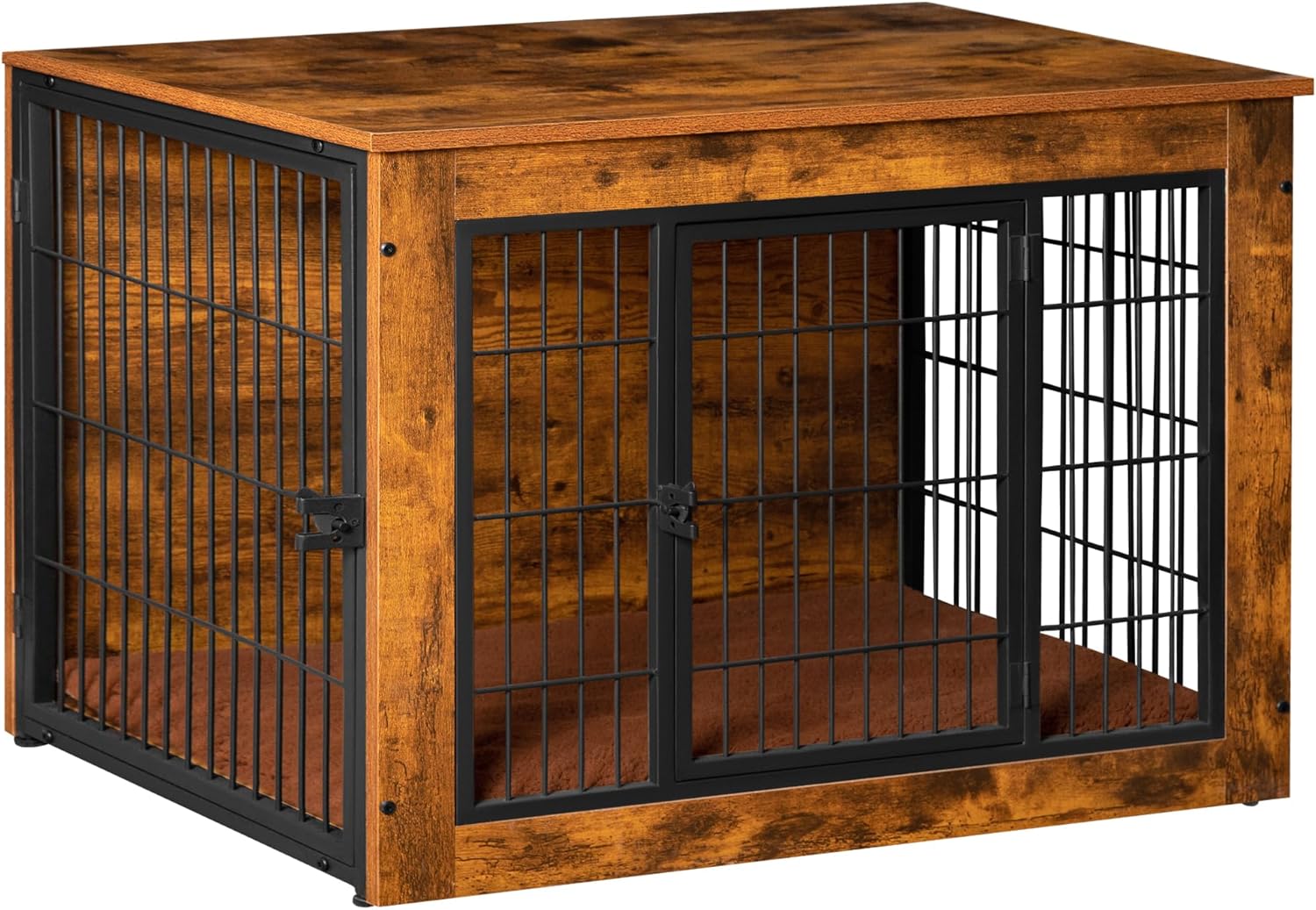 Dog Crate Furniture with Thick Cushion, Side End Table Wooden Dog Cage ...