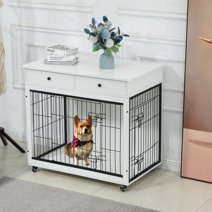 Pefilos 27" Dog Crate for Small Dogs with Side Slats, Wood Pet Kennels ...
