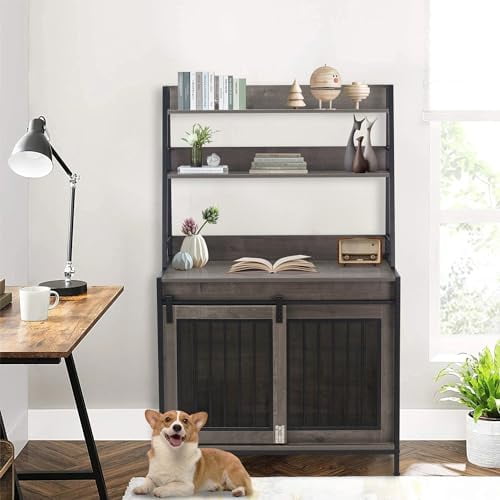 Dog Crate Indoor Furniture with Storage Shelves, 37 inch Wooden Dog ...