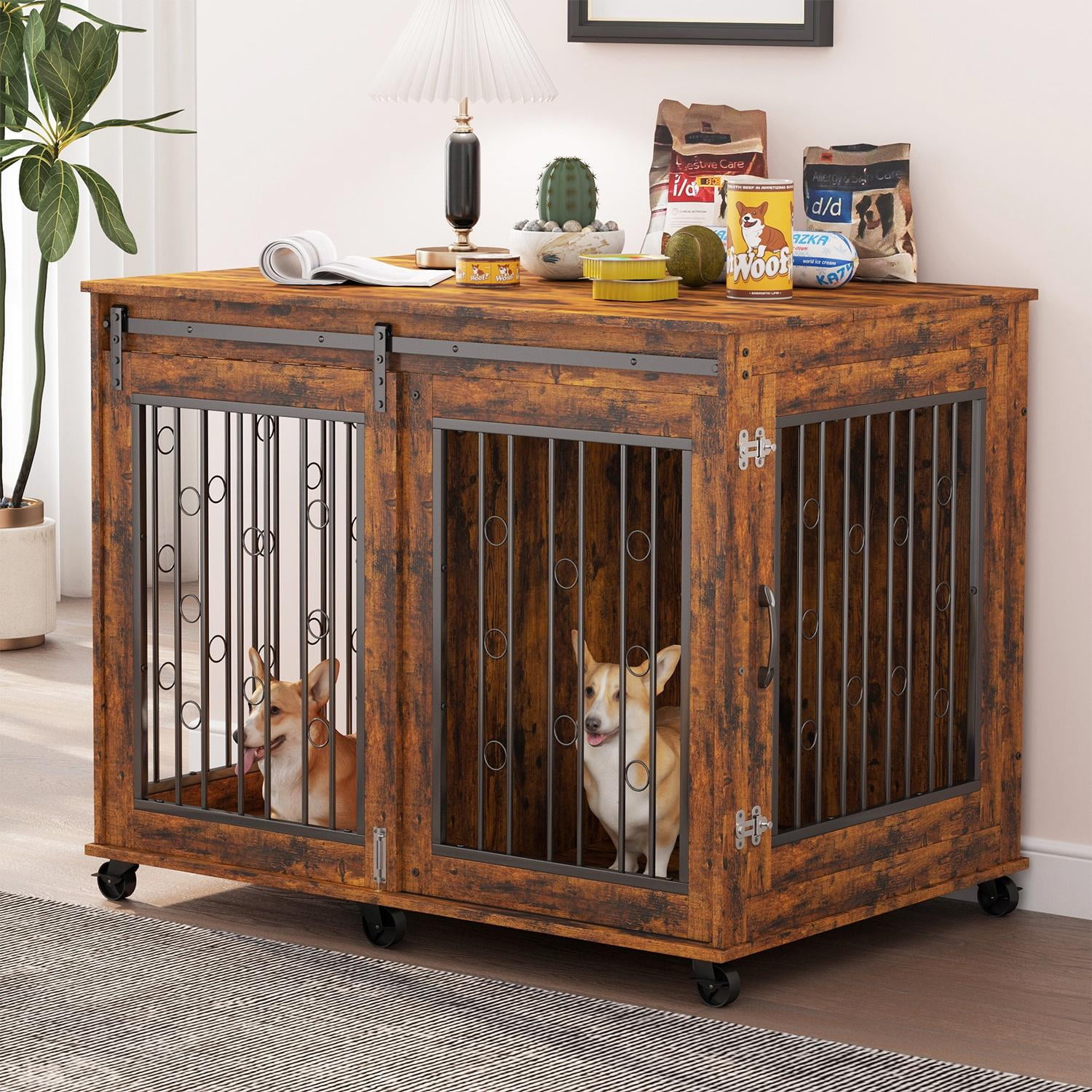 Seizeen 2-In-1 XL Dog Crate & End Table, Sized Pet Divider, Heavy Duty ...