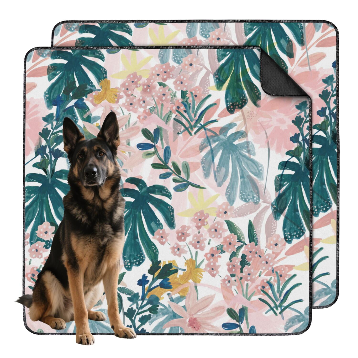 Dog Crate Mat Washable Tropical Design, Reusable Absorbent Pee Pad with ...