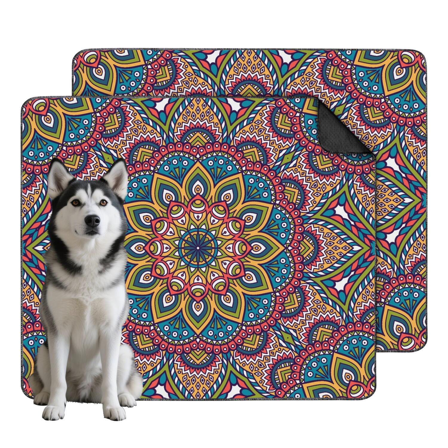 Dog Crate Mats Washable, 35" x41" Mandala Design, Super Absorbent for ...