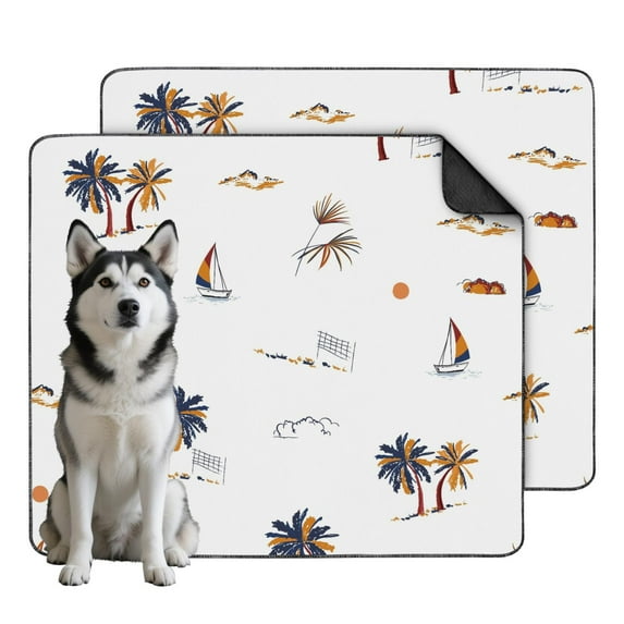 Dog Crate Pad Washable Tropical Leaves, Reusable Absorbent Pee Mat with ...