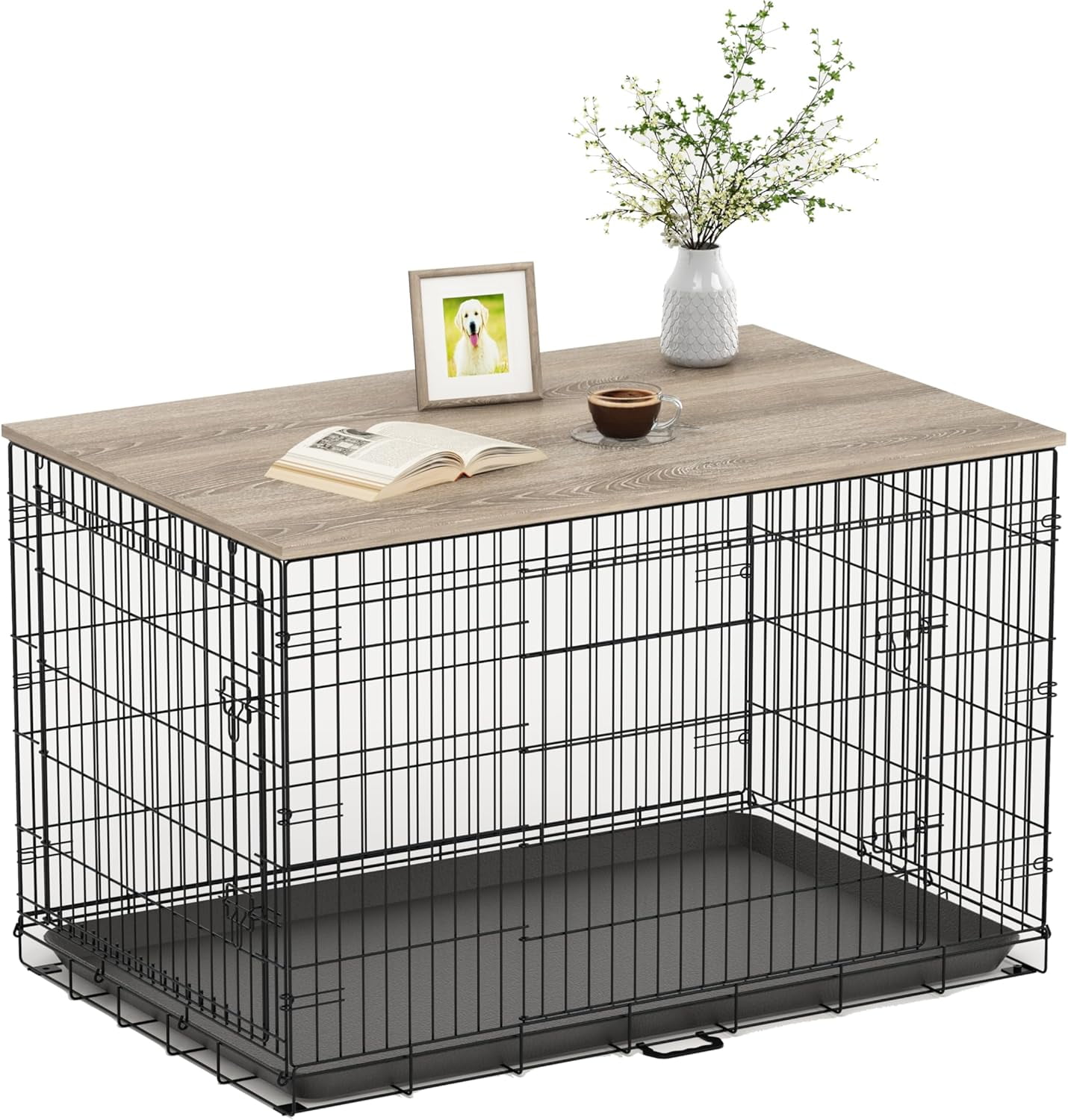 Dog Crate Topper Wood Countertop for 48 42 36 30 24 inch Dog Cage, Dog ...