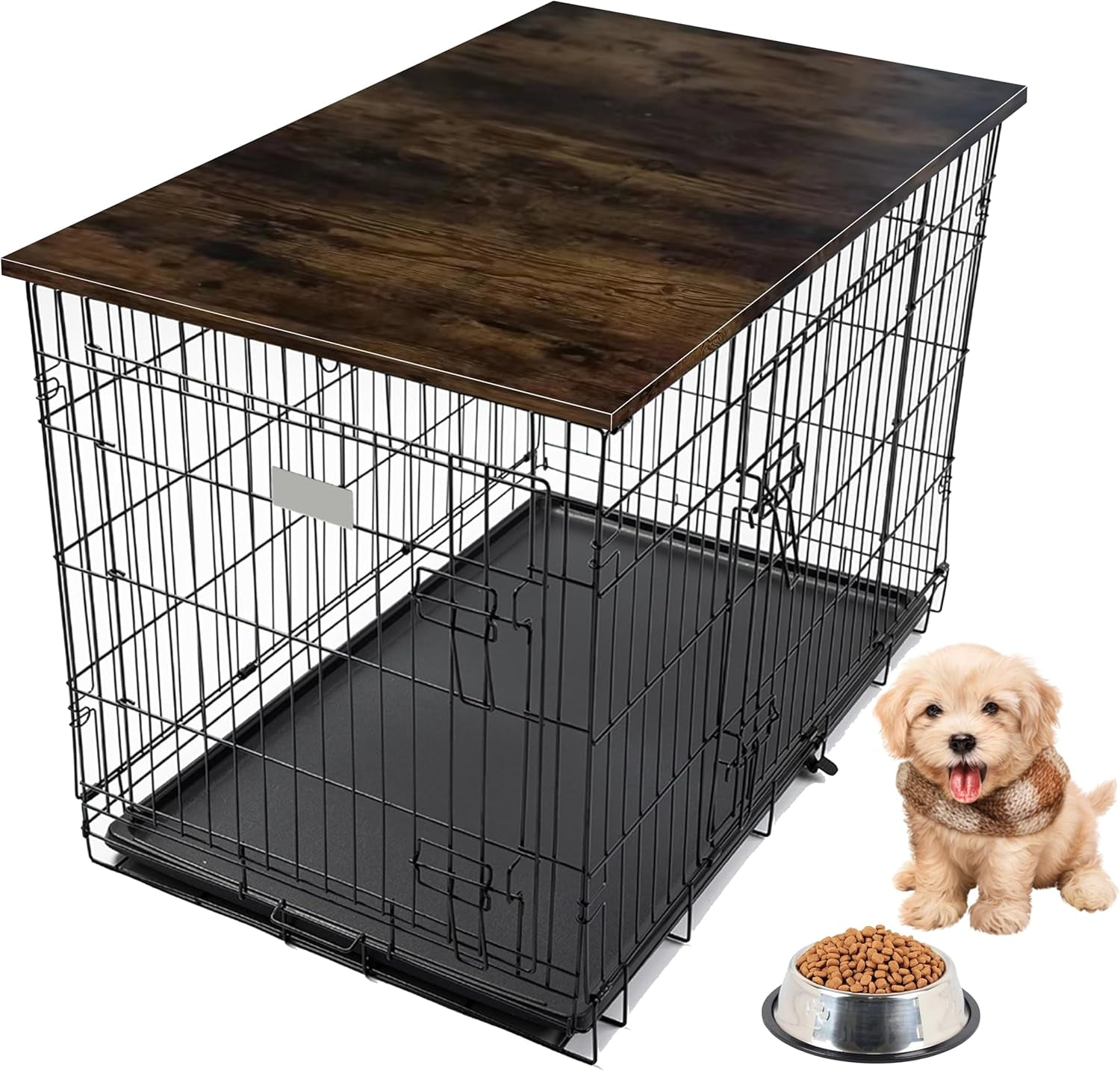 Dog Crate Topper Wood (Rustic) - 42 x 28 Inches Dog Crate Table Topper ...