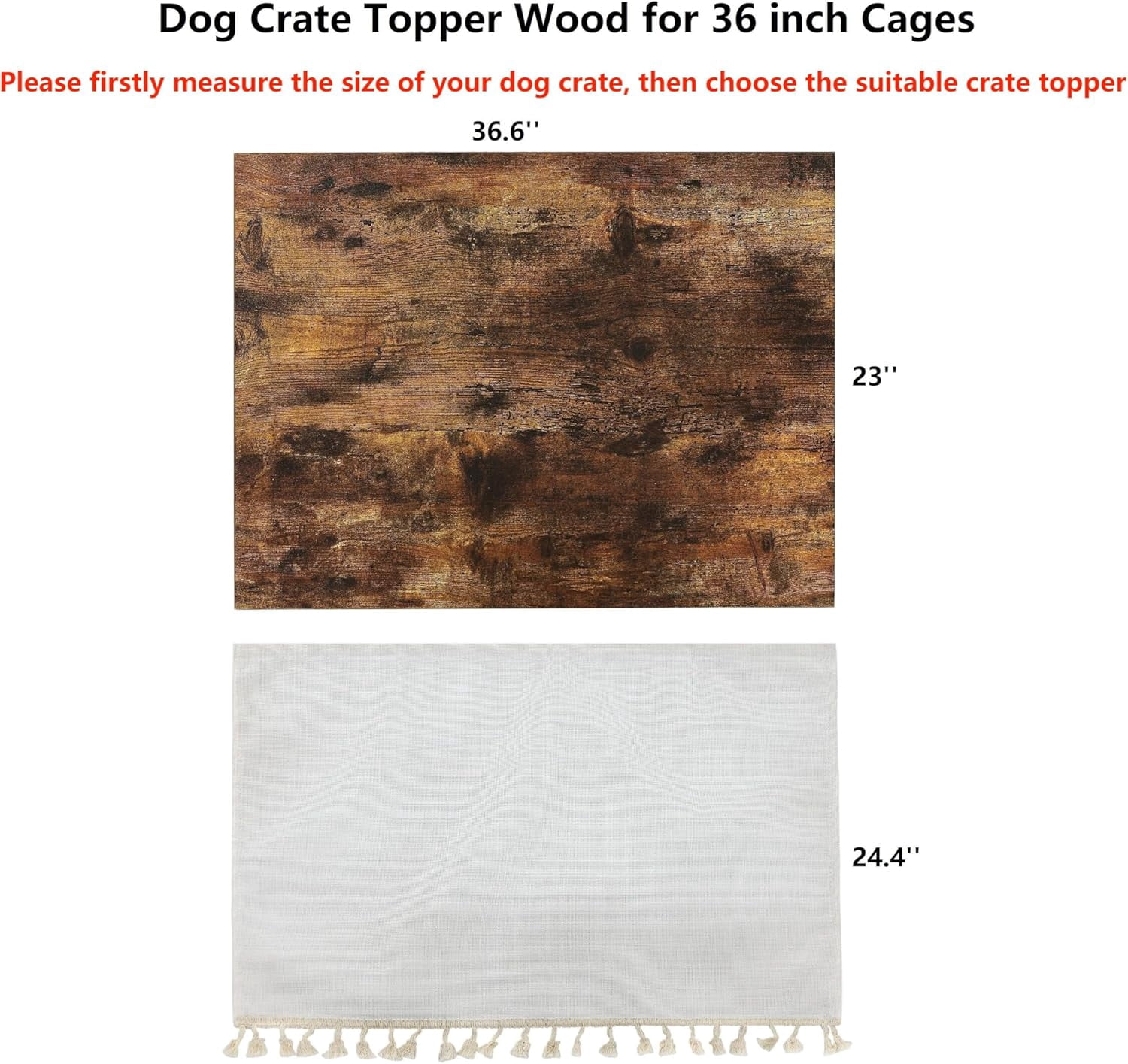 Dog Crate Topper Wood for 48, 42, 36, 24 Inch Cages - Rustic Brown ...