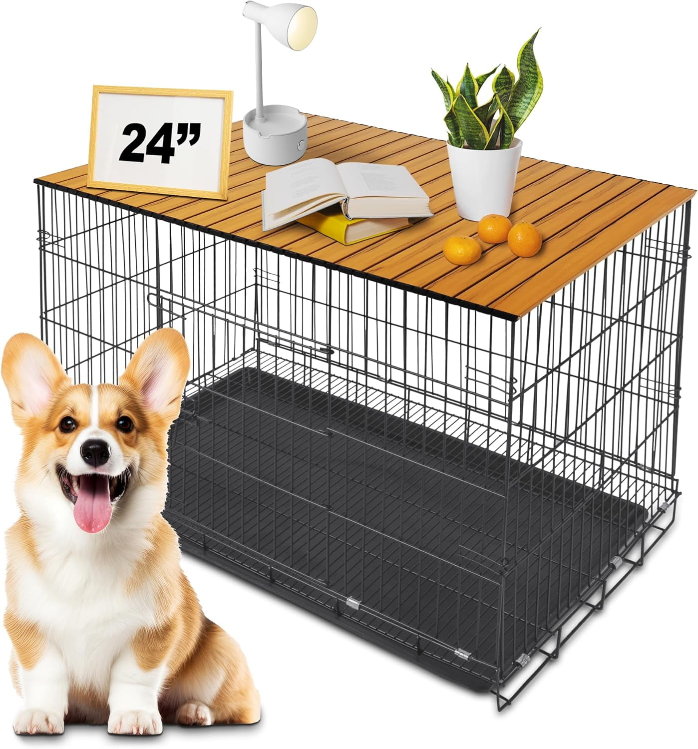 Dog Crate Topper with Magnets for 24 Inch Crate - Aluminum Foldable Dog ...