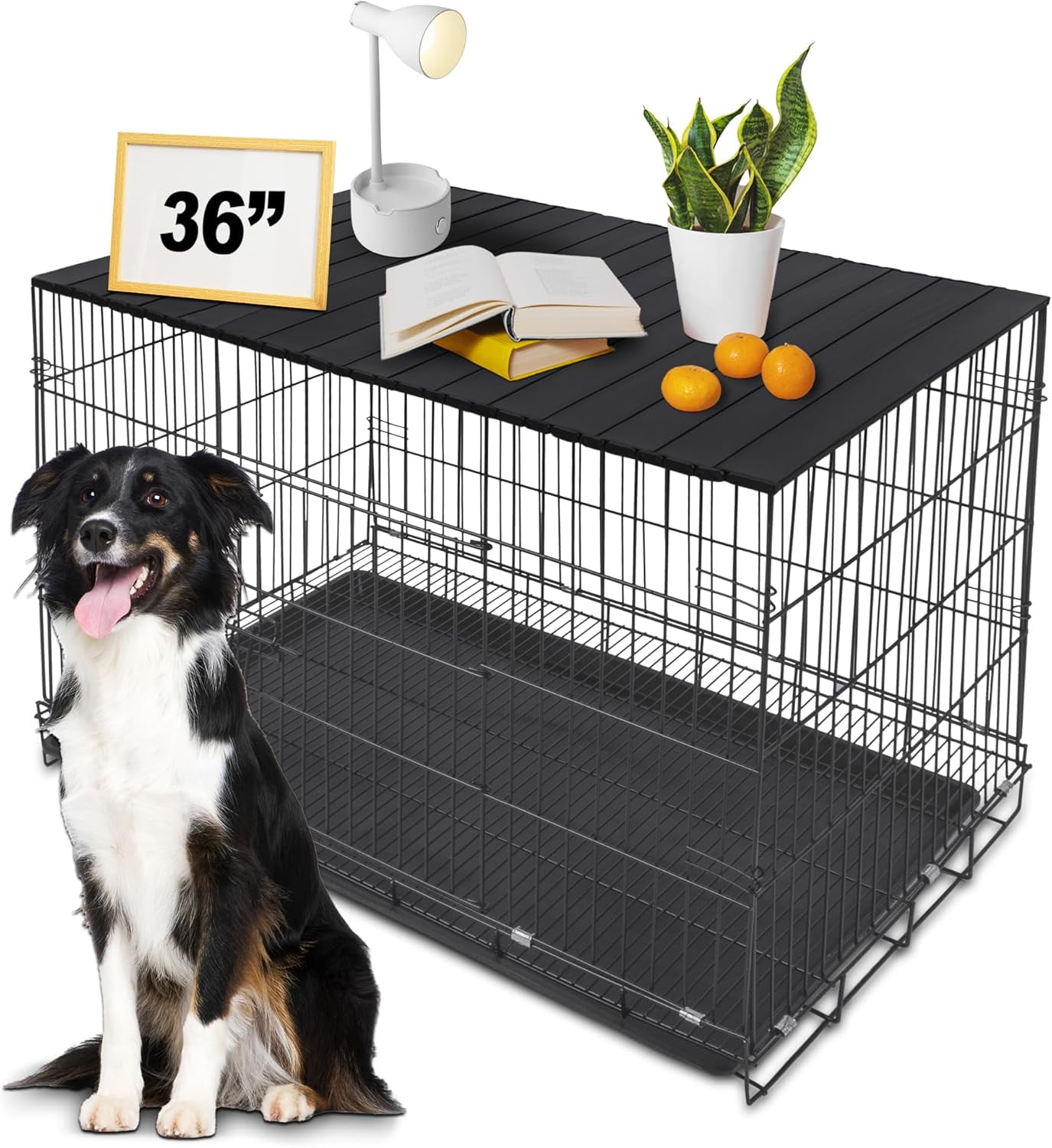 Dog Crate Topper with Magnets for 36 Inch Crate - Aluminum Foldable Dog ...
