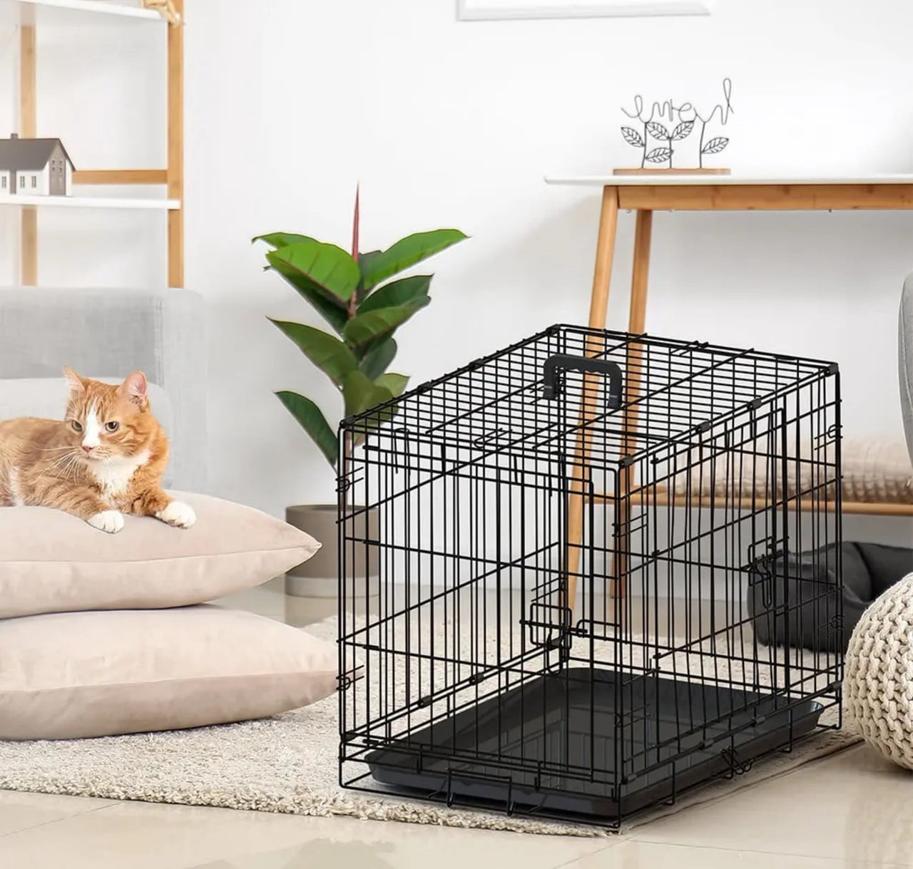 Dog Crate Wire Metal Dog Kennel w/Leak-Proof Pan & Divider Panel ...