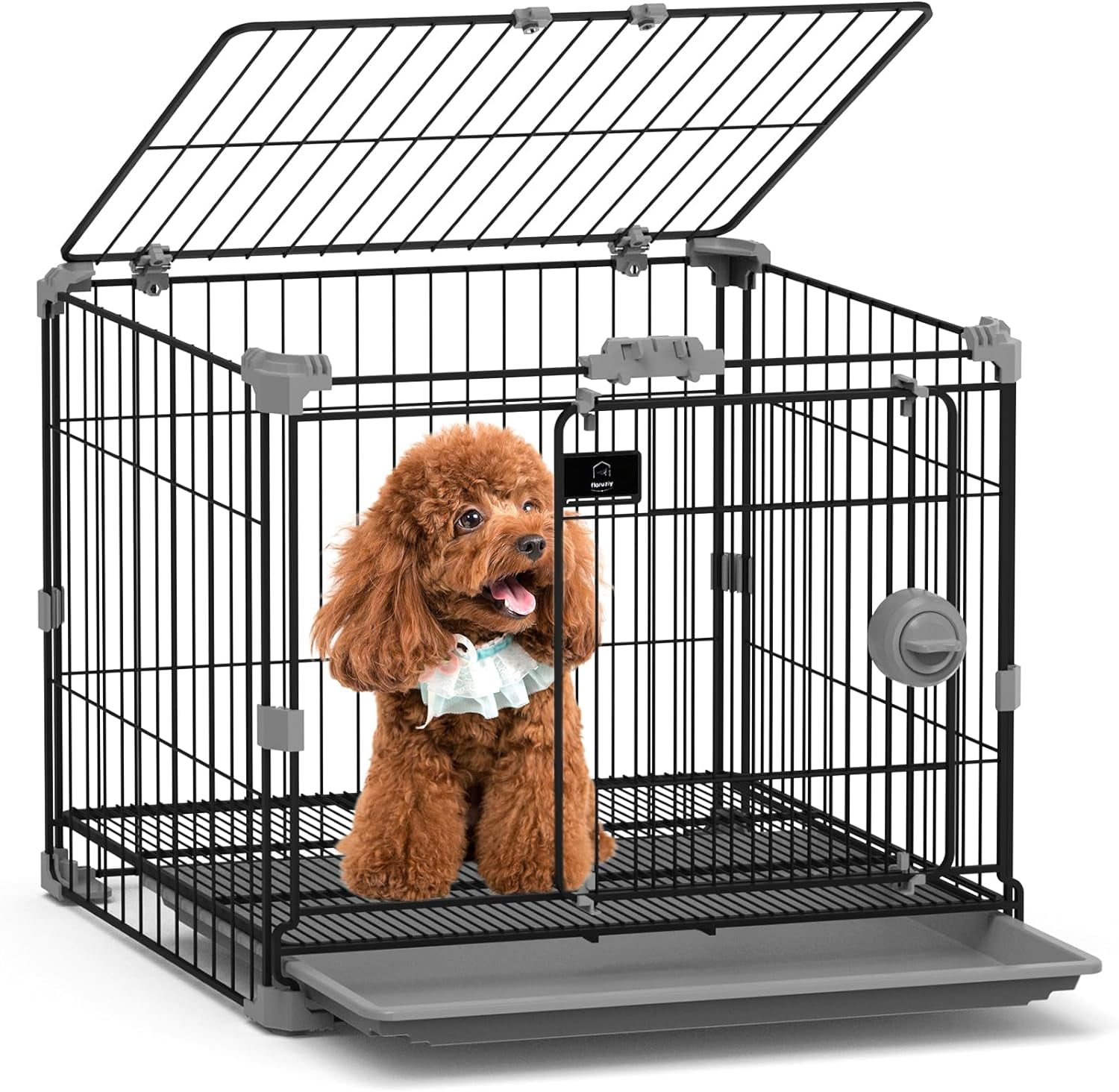 Dog Crate for Small Dogs Under 25lbs,24 inch Black Thick Metal Dog ...