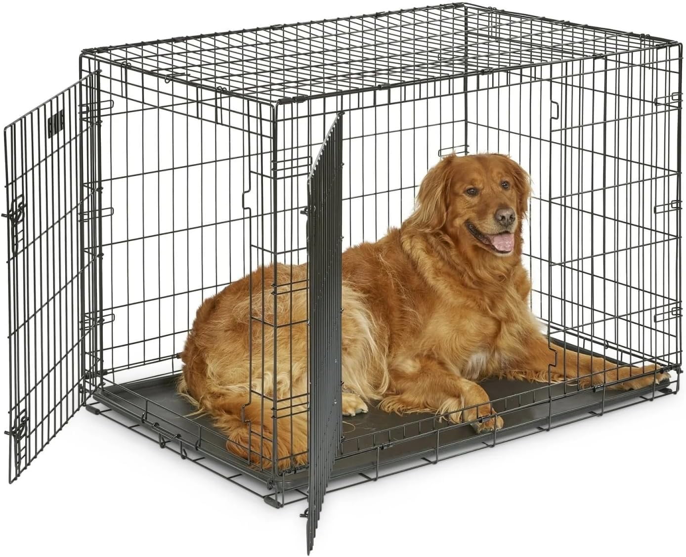 Dog Crate with Divider Panel,42 Inch Double Door Folding Metal Wire Dog ...