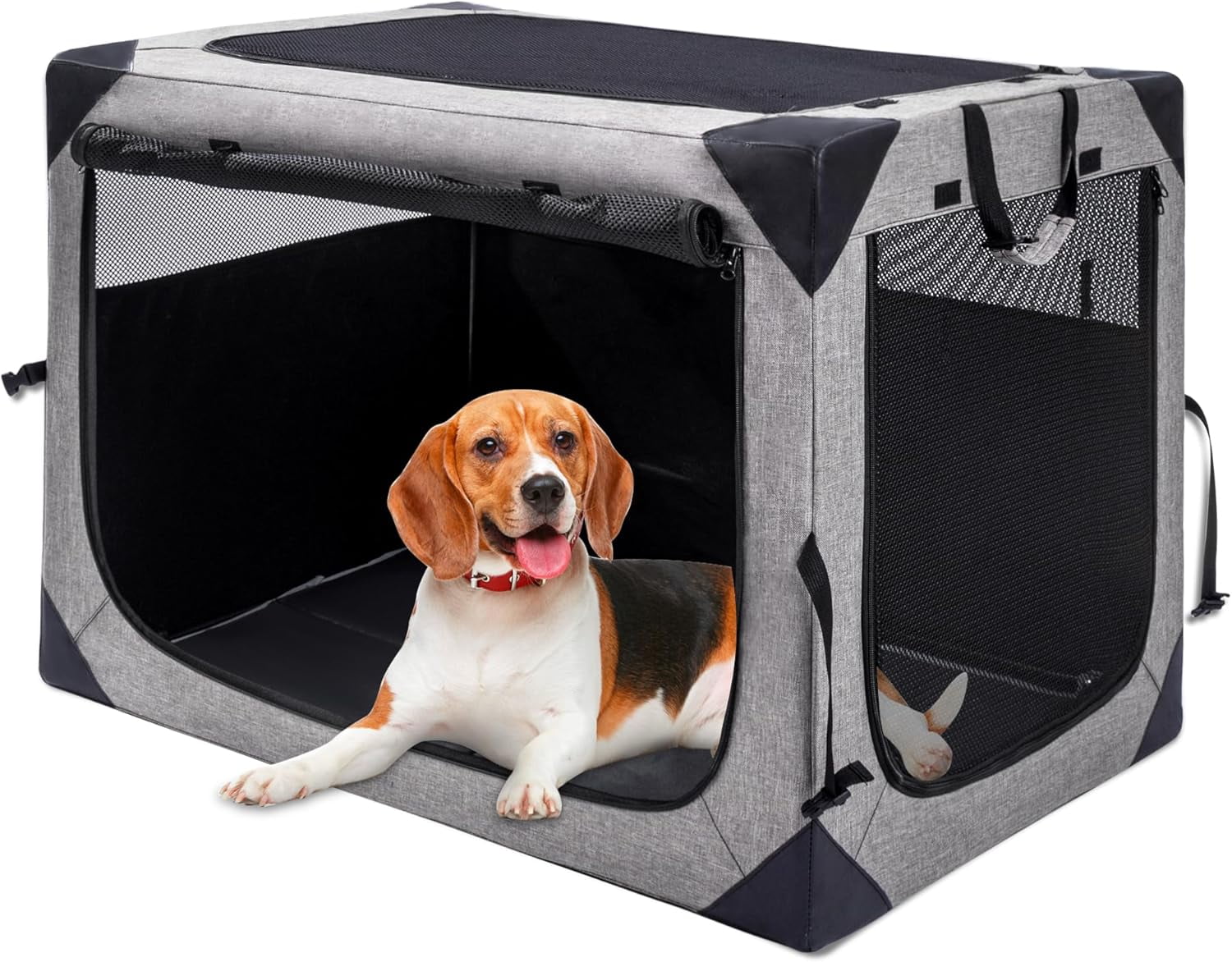 Dog Crates - 36 Inch Collapsible Soft Dog Crate, 3-Door Foldable Soft ...