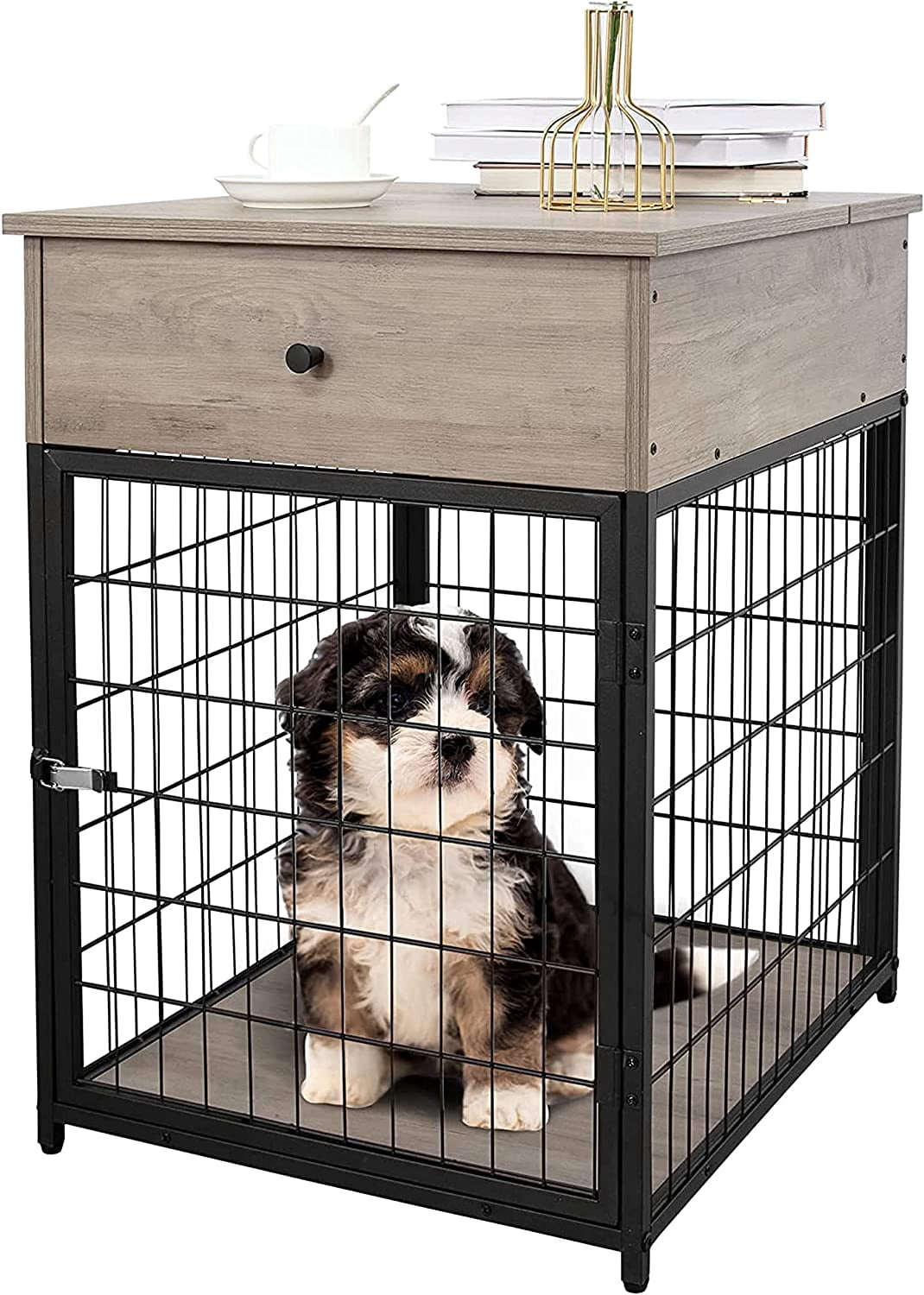 Dog Crates Furniture, Home Wooden Pet Crate for Dogs with Crate Side ...