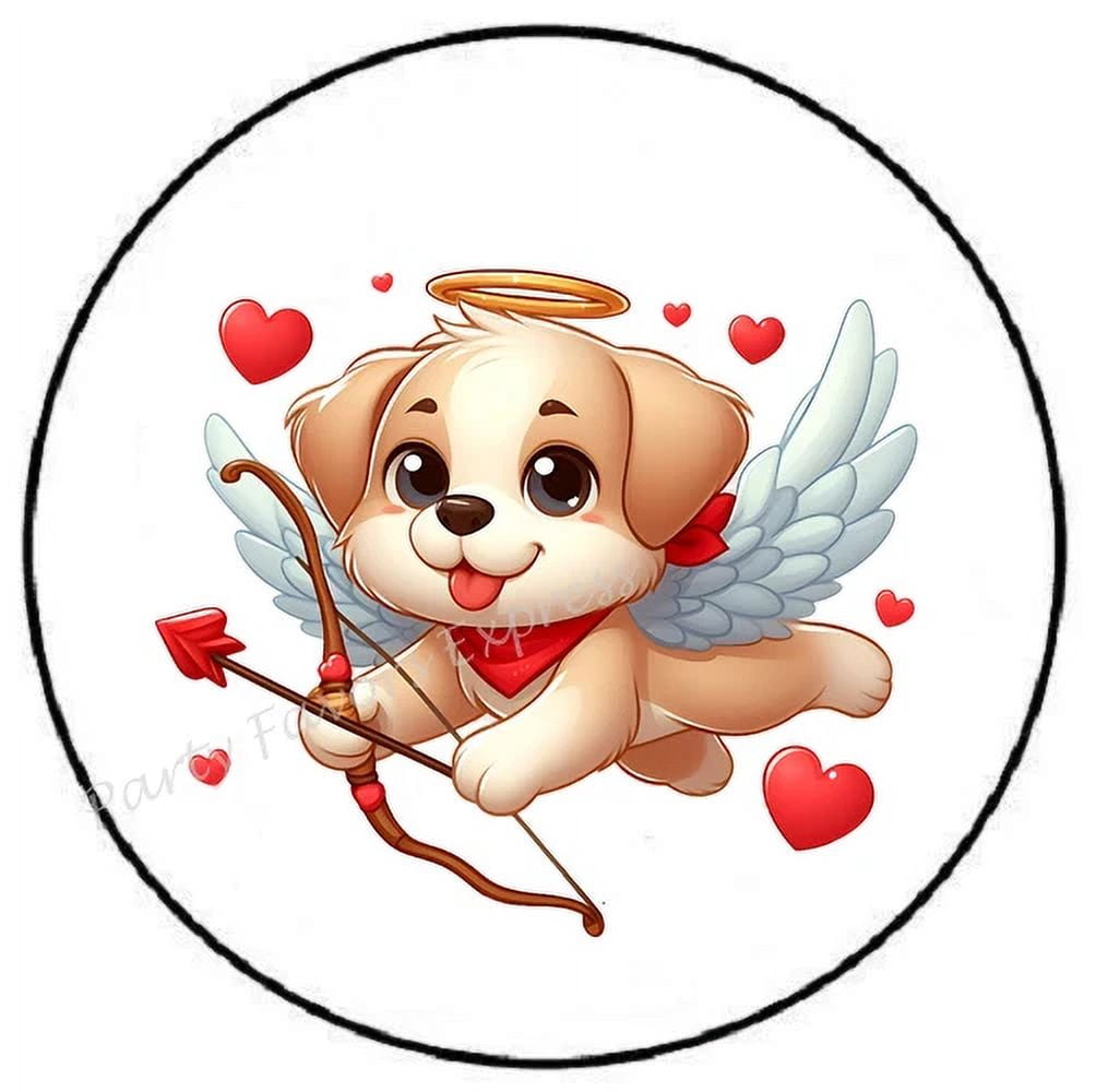 Dog Cupid Valentines Day Stickers Party Favors Phone Decal Water Bottle ...