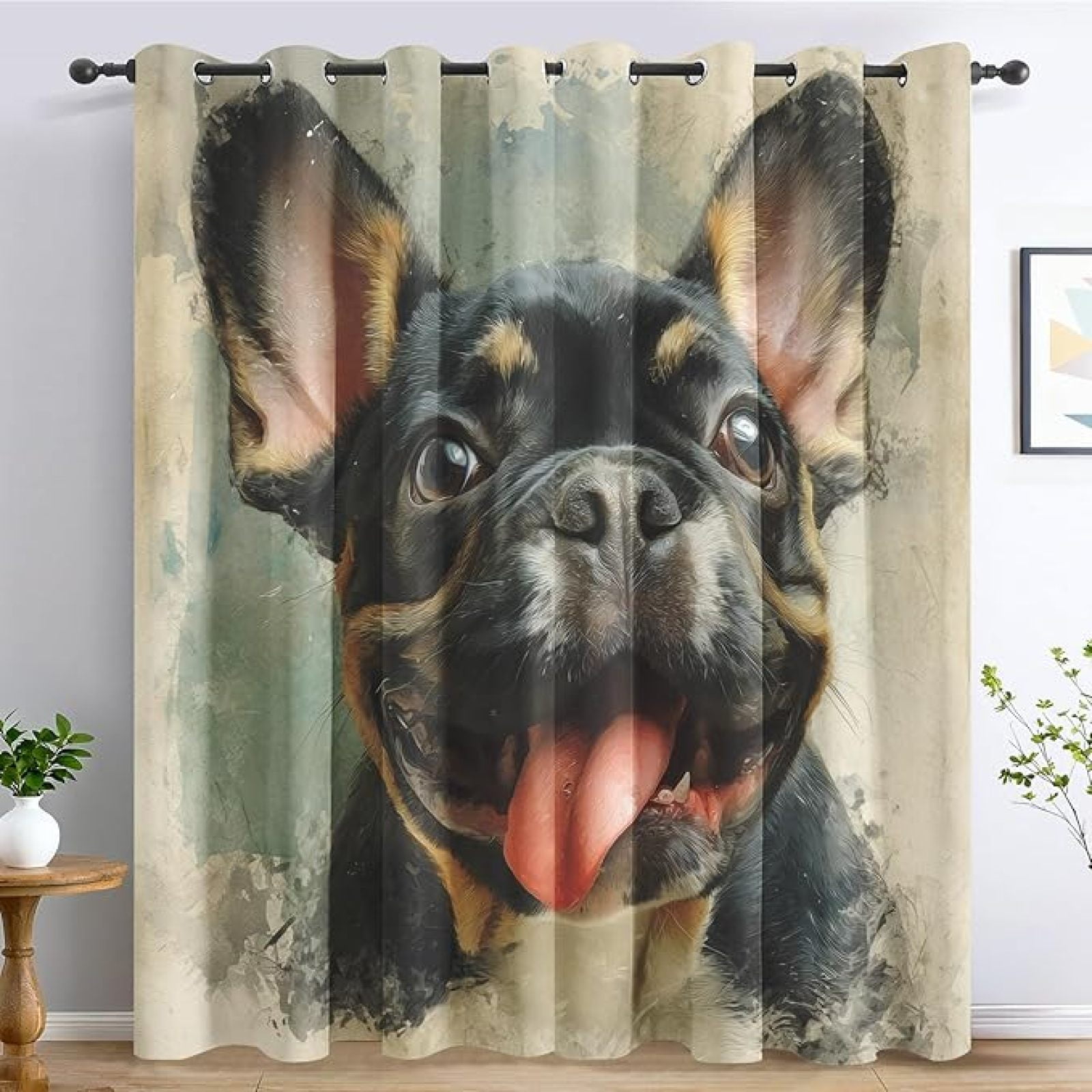 Dog Curtains for Living Room, Thermal Insulated Cute Puppy Dog Blackout ...