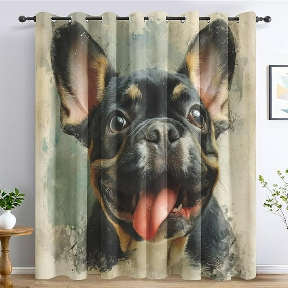 Dog Curtains for Living Room, Thermal Insulated Cute Puppy Dog Blackout ...